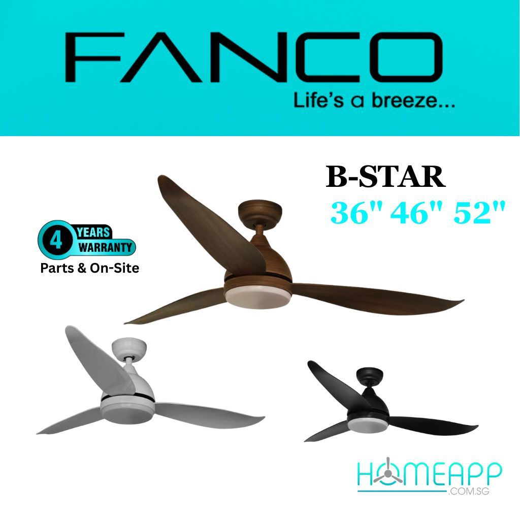FANCO ceiling fan B-Star DC motor with 3 Tone LED light remote control ...