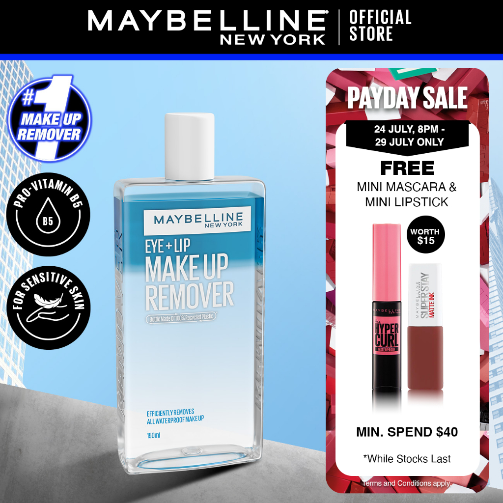 Maybelline Eye and Lip Makeup Remover (70ml/150ml) - Removes Waterproof ...