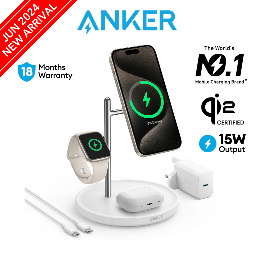 Anker Maggo Magsafe Charger 3 In 1 Wireless Charger Station Qi2