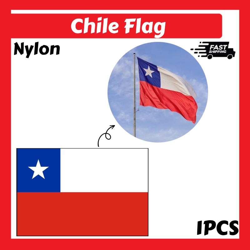 Chile National Flag / 3x5ft 90x150cm / Chile Flag / Bendera Negara ...
