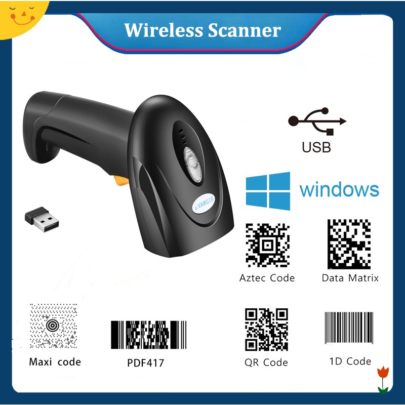 EVAWGIB 1D 2D USB Wired Barcode Scanner with Stand, Handheld Scanner ...
