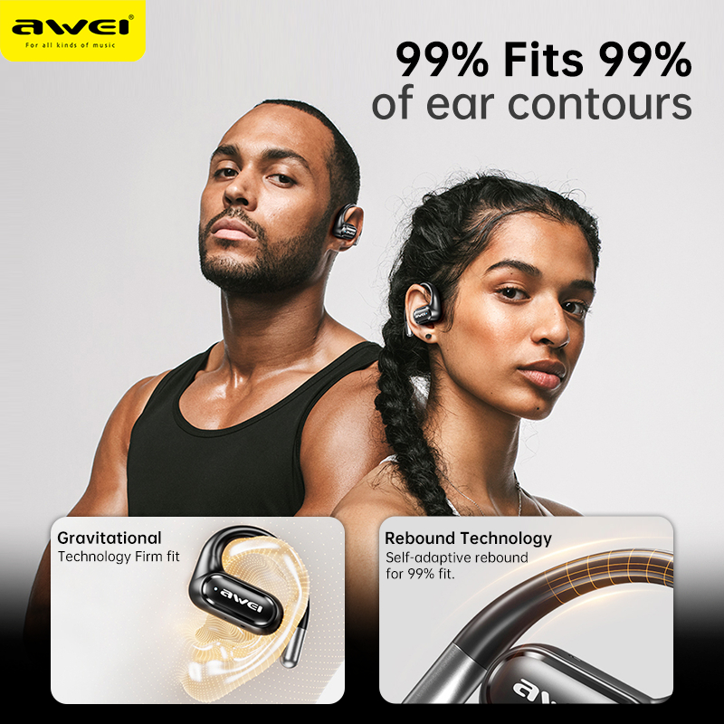Awei OWS T93 Open Ear Earphone Dual Bass Wireless Earphones Bluetooth 5 ...