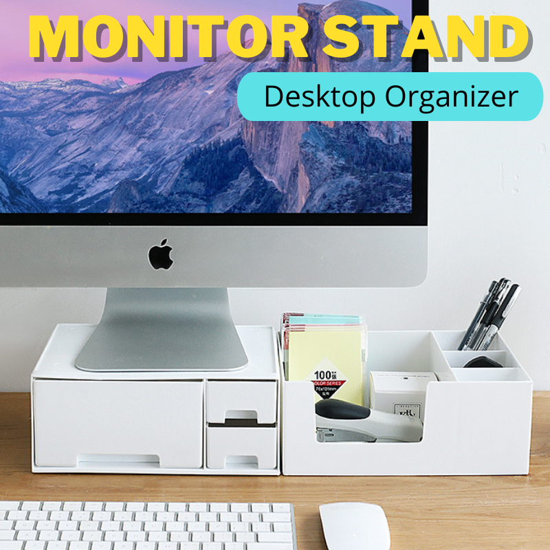 [SG] IMP HOUSE Monitor Stand with Drawer Deskstop Organizer Cosmetic ...