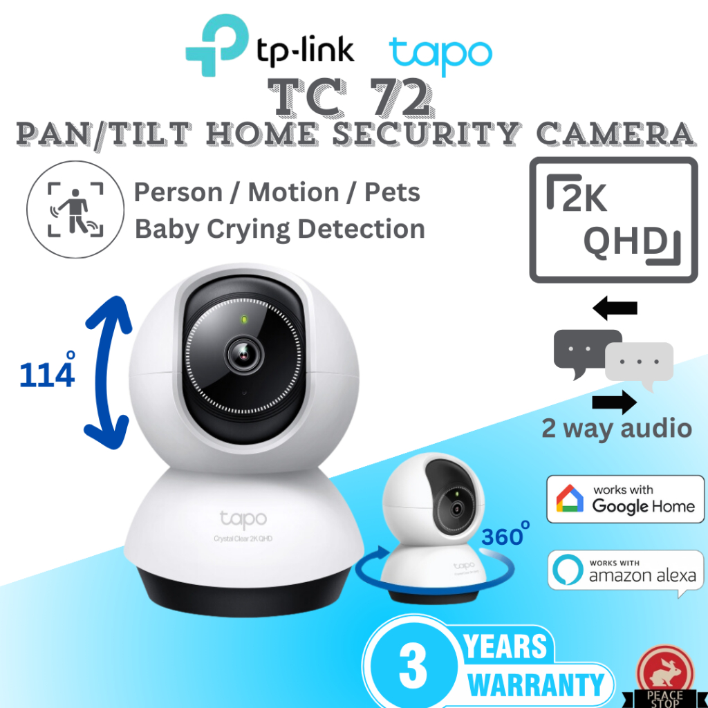 TP-LINK Tapo TC72 (3MP/2KQHD) 360 Degree Home Security CCTV Wireless IP ...