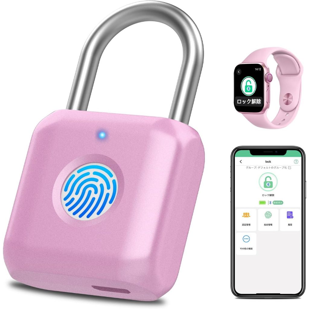 Fingerprint Padlock for Girls Pink Smart Padlock for Gym Locker School ...