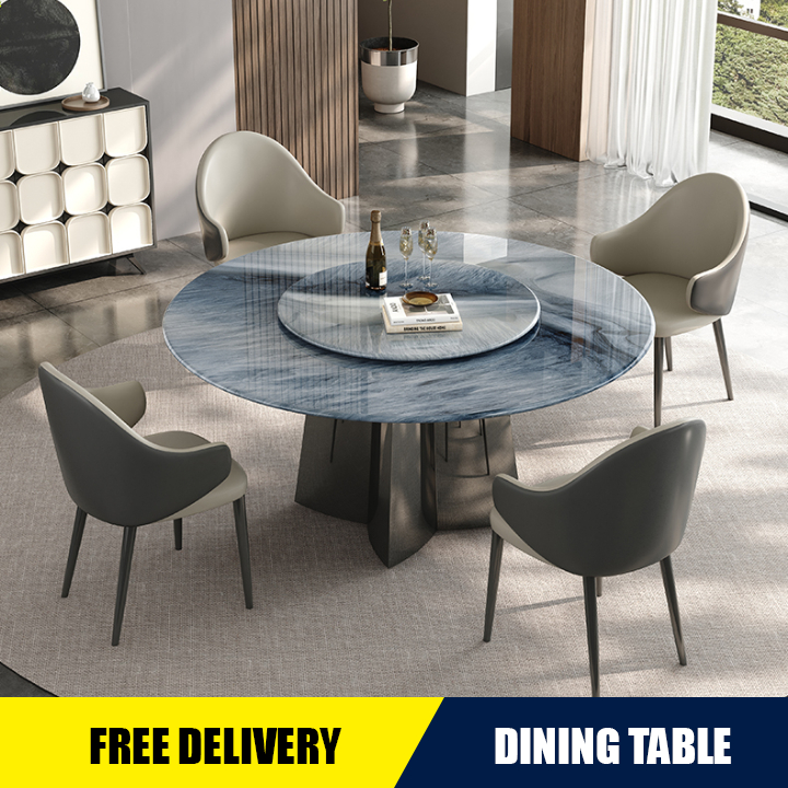 Moda Living Concept Round Natural Marble Dining Table, Kitchen Table ...