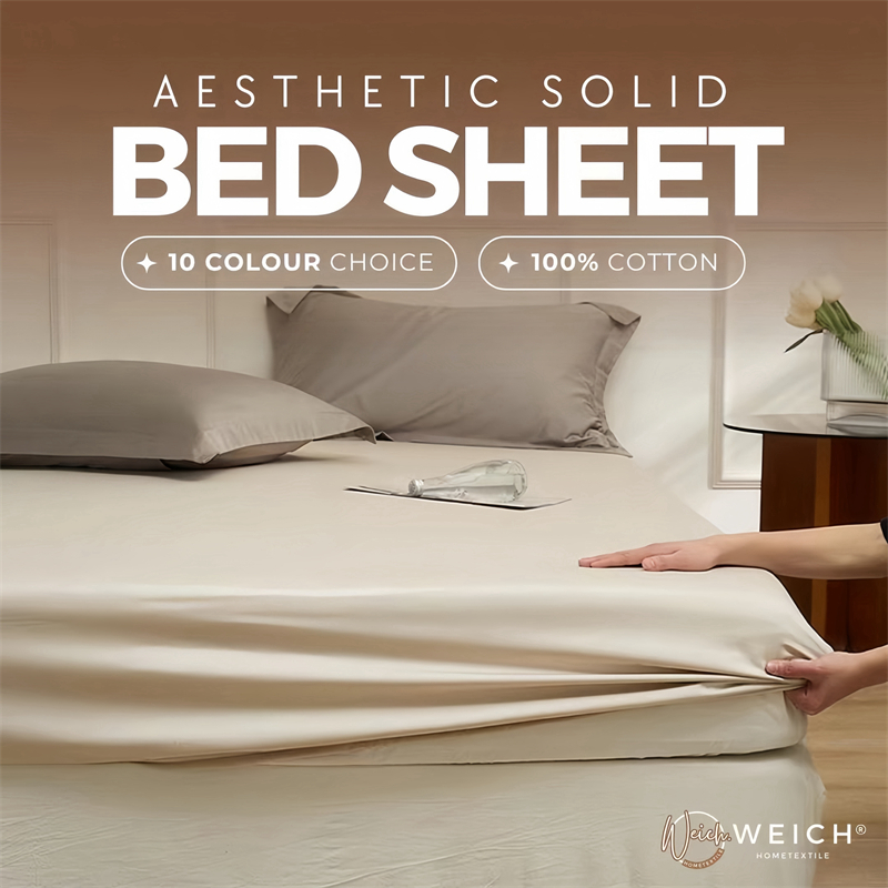 WEICH 890TC Fitted Sheet Set 100% Combed Cotton Breathable/Super Single ...