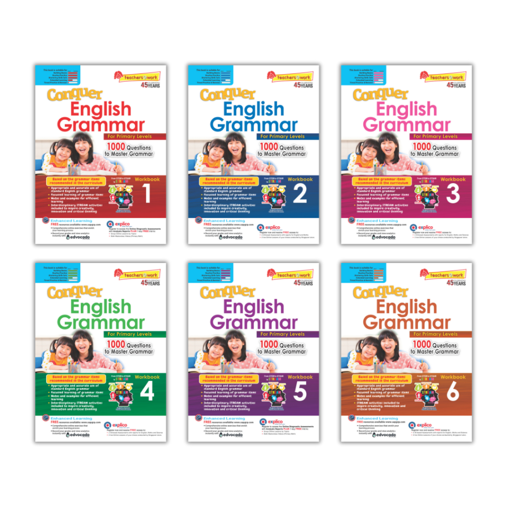 Conquer English Grammar For Primary Levels Workbook 1 - 6 | Skill-based | Primary English School ...
