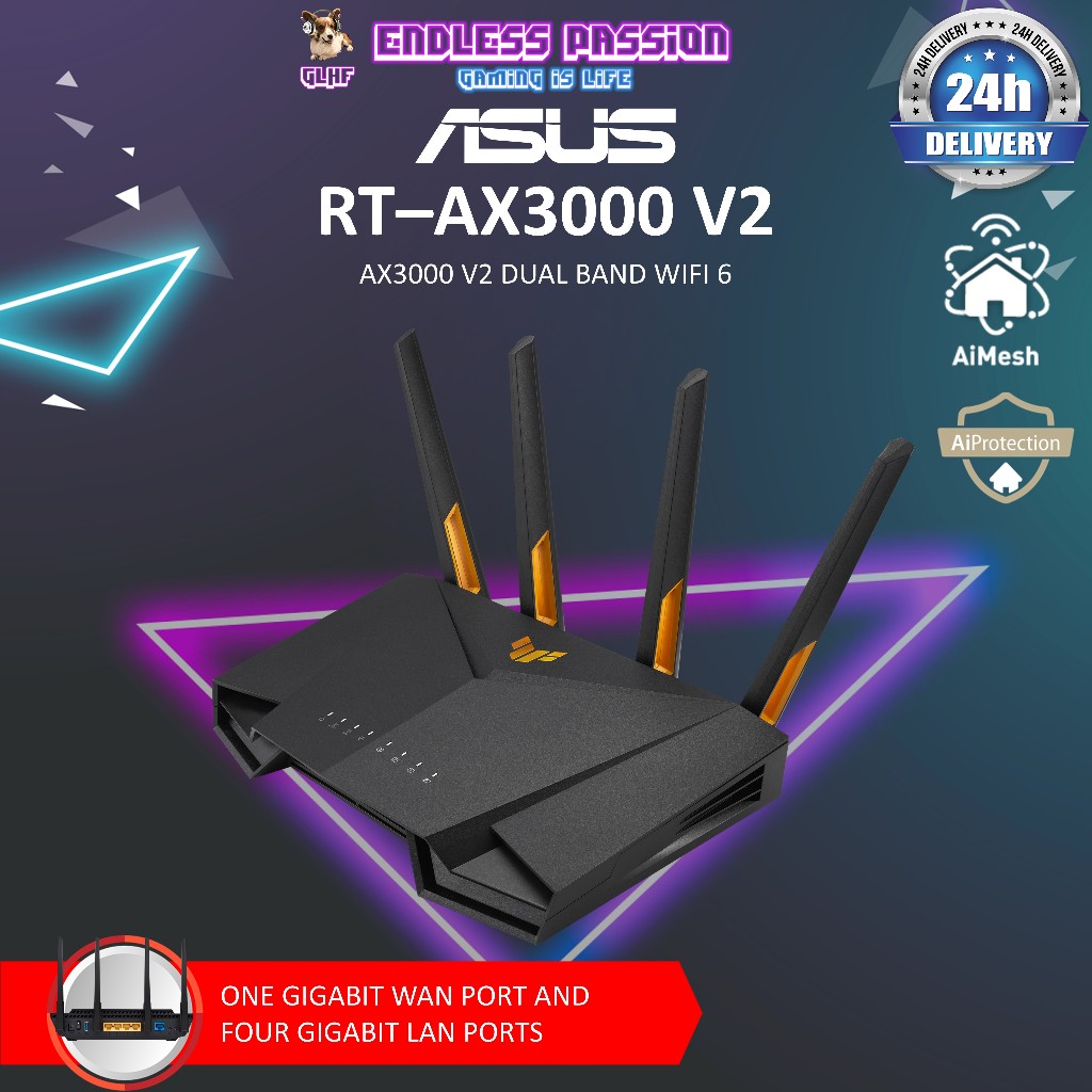 ASUS TUF RT-AX3000 V2 Dual Band WiFi 6 Gaming Router | Shopee Singapore