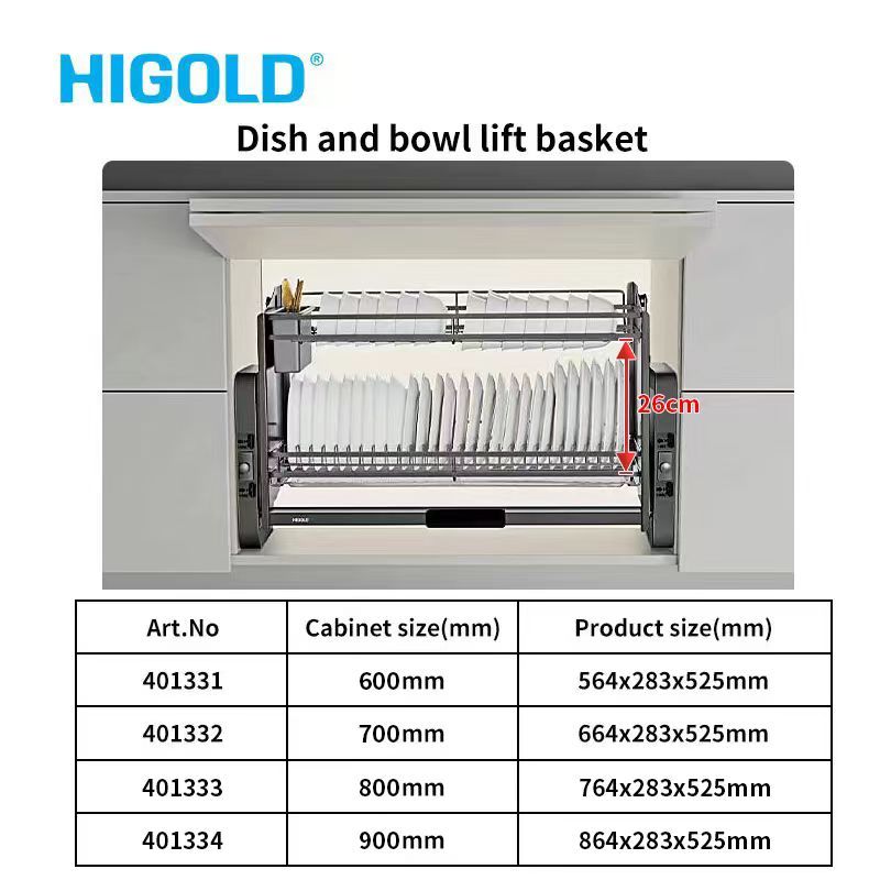 HIGOLD 304 Stainless Steel Kitchen Cabinet Lifting System For Storage ...