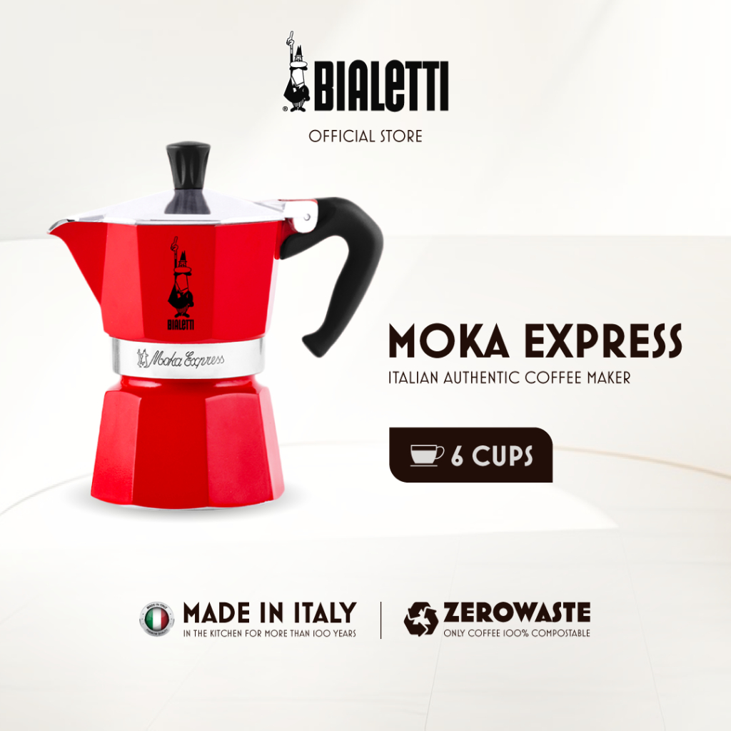 Bialetti Moka Express Red Coffee Pot Coffee Maker Espresso Coffee Moka ...