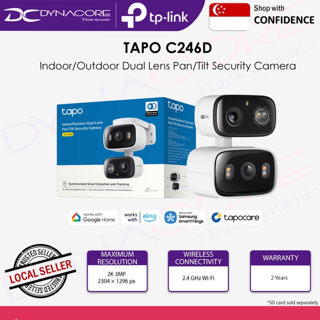 TP-LINK TAPO C246D 2K 3MP Indoor/Outdoor Dual Lens Pan/Tilt Security Camera (2YRS) | Shopee ...