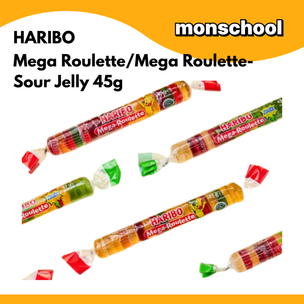 HARIBO Mega Roulette Jelly Candy 45g / Sour Mega Roulette 45g / Fruity ...