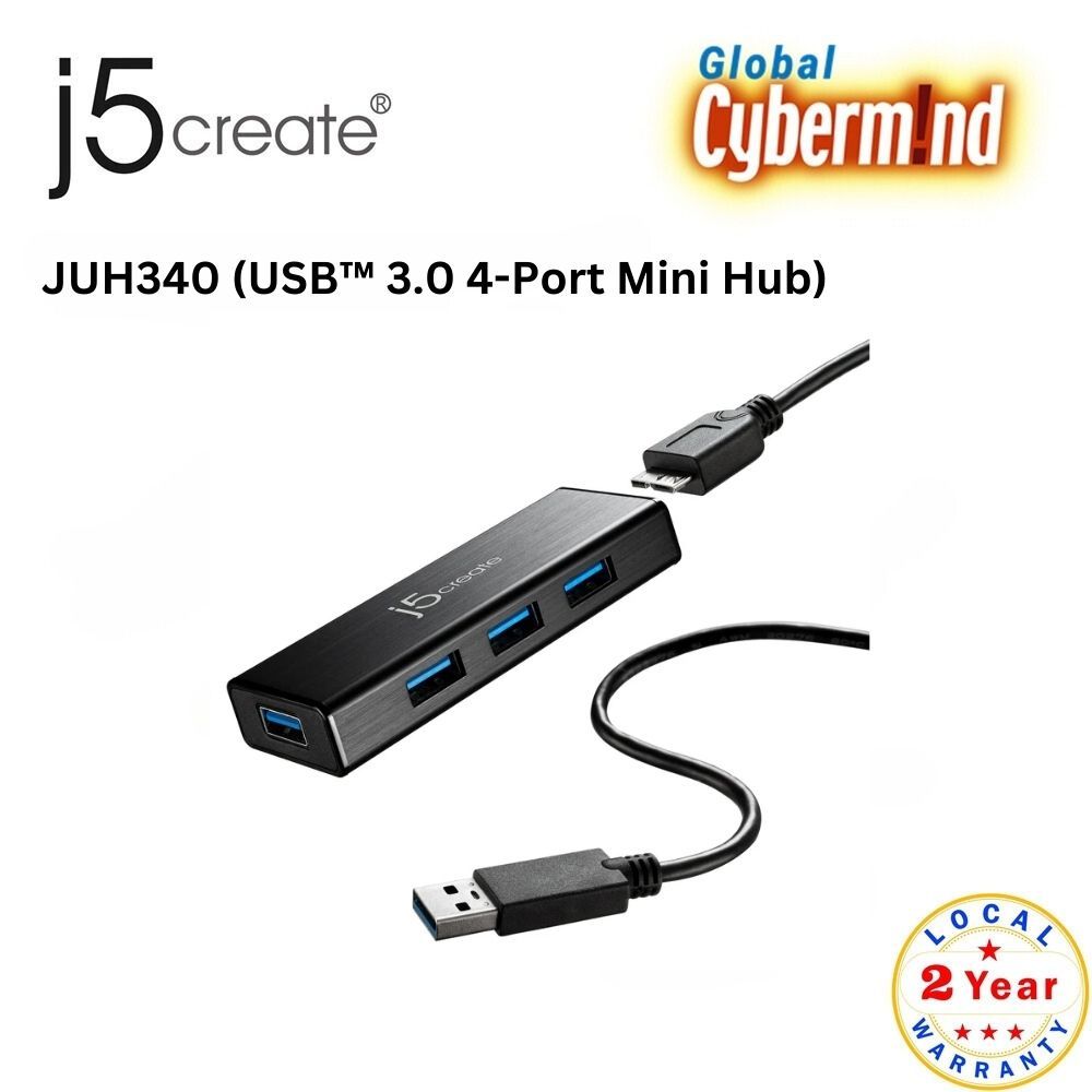 J5Create JUH340 USB™ 4-Port Hub (Includes Power Adapter) - 2 Years ...