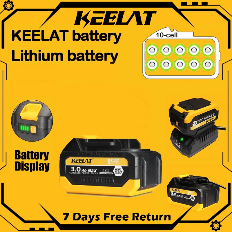 KEELAT battery Power Tools Spare battery with power display compatible ...