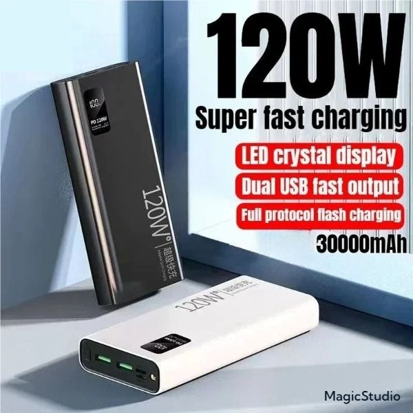 120W Power Bank 30000mAh/60000mAh/80000mAh Full Capacity Super Fast ...