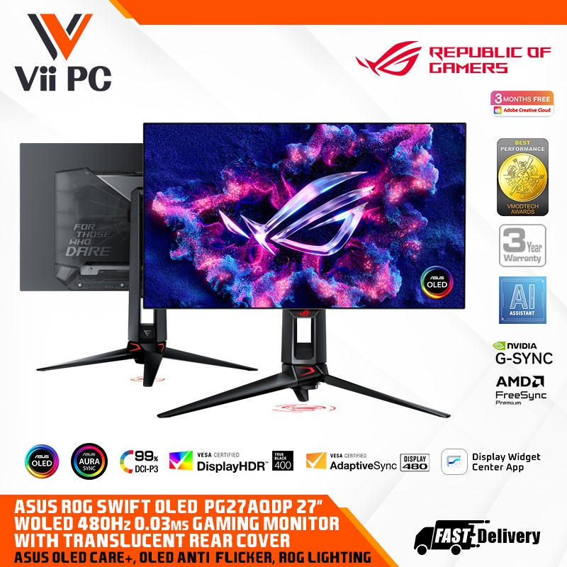 ASUS ROG Swift OLED PG27AQDP 27-inch 2K 480 Hz (above 360Hz), 0.03 ms ...