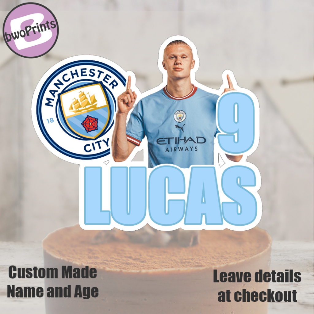 Manchester City Football Club Player Erling Haaland Cake Topper Happy ...