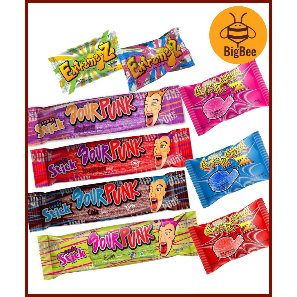 Frit-C Extreme Z Gummy Strips 40g / Sour Punk Stick 50g-Blueberry ...