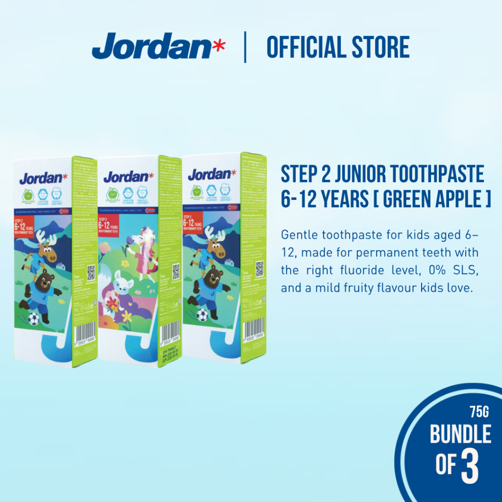 Jordan | Step 2 Junior Toothpaste | Age 6-12 Years | Green Apple ...