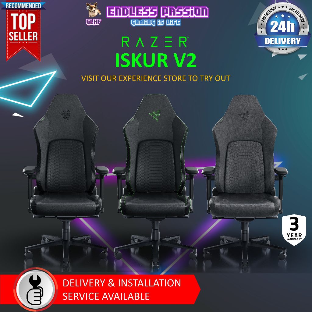 Razer Iskur V2 Gaming Chair with Built-In Lumbar Support | Shopee Singapore