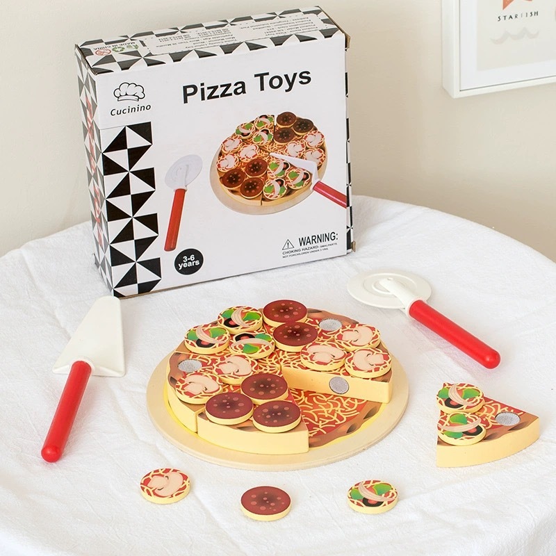[SG Stock] Wooden Pizza Set Pretend Play Kitchen Food Toy | Shopee ...