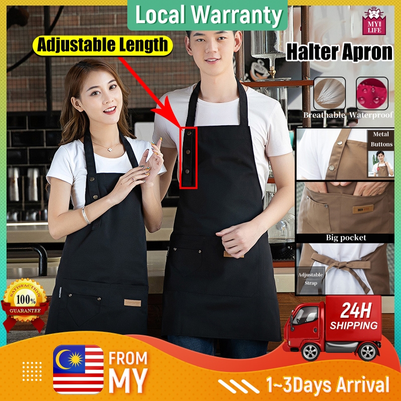 Hang Neck Apron Kitchen Apron Cotton Waterproof Oilproof Apron With ...