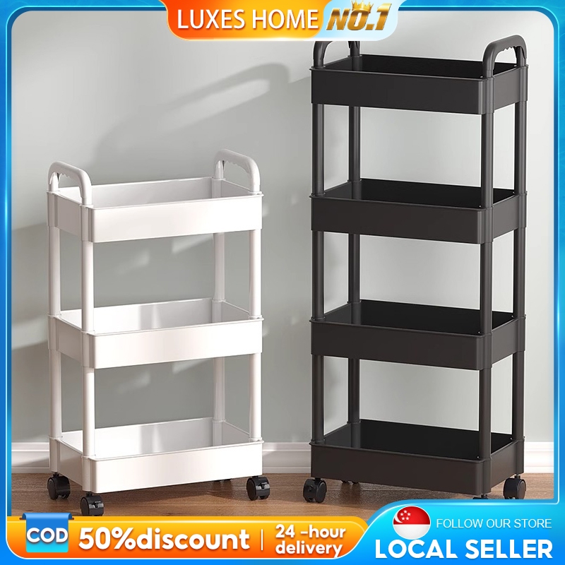 Trolley Rack 3/4/5 Tier Movable Kitchen Storage Organizer Trolley With ...