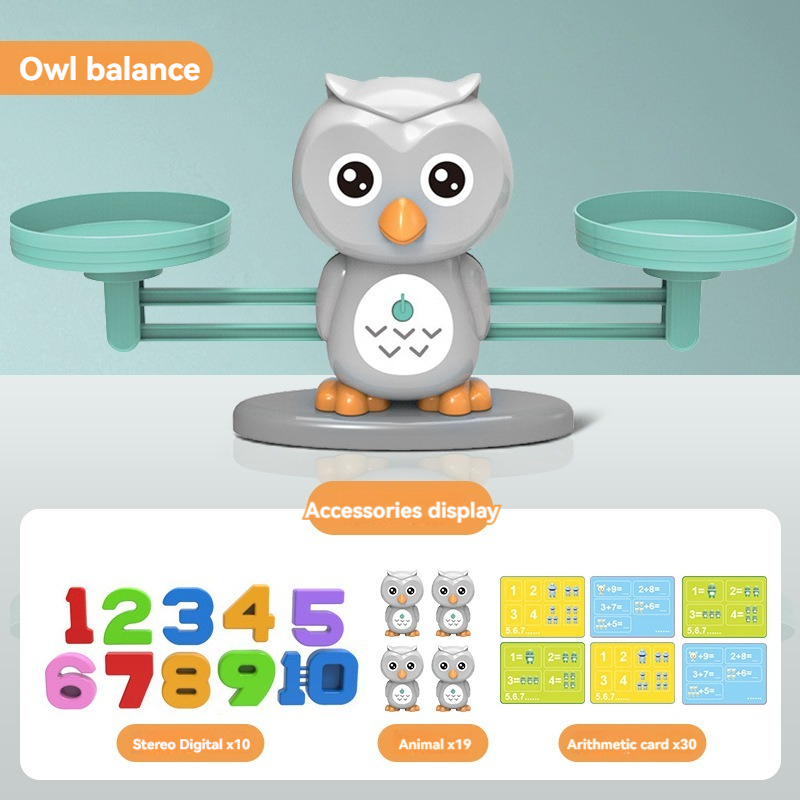 (SG Ready) Children Montessori Math Educational Owl Balancing Scale ...