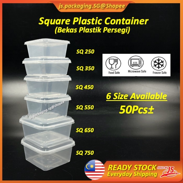 Sq 250/350/450/550/650/750 Square Disposable Plastic Food Container ...