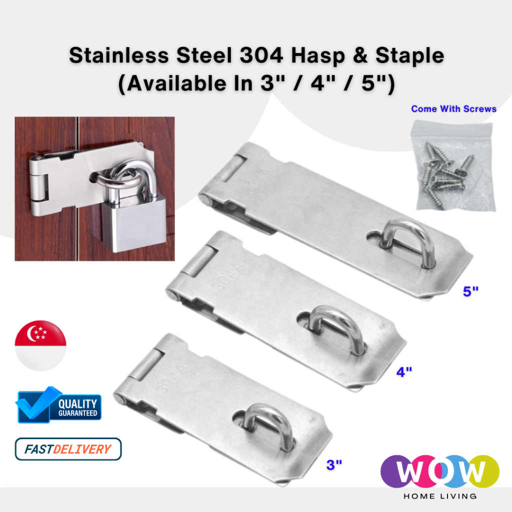 Stainless Steel 304 Hasp & Staple Available In 3” 4” 5” Come With Screw ...