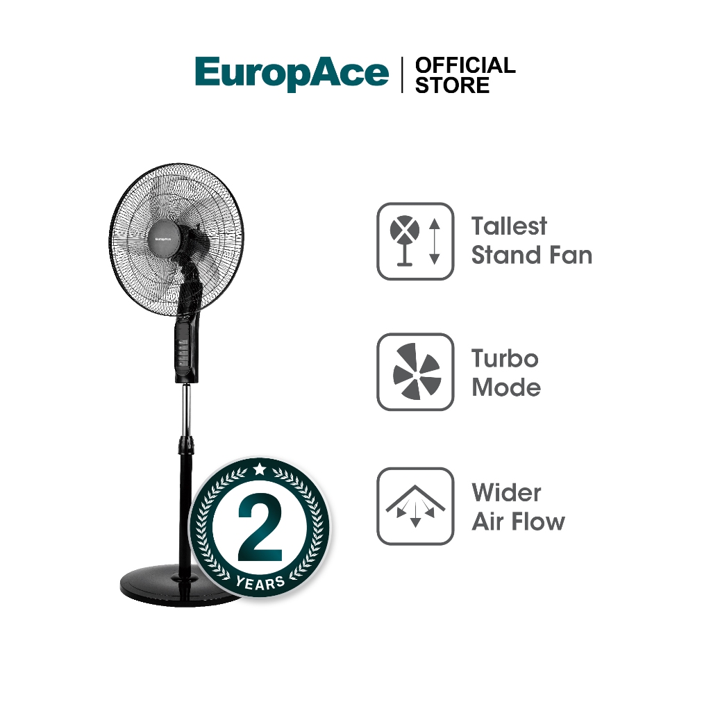 EuropAce 18" Stand Fan Mechanical | ESF3180D | Tallest Stand Fan, Rapid ...