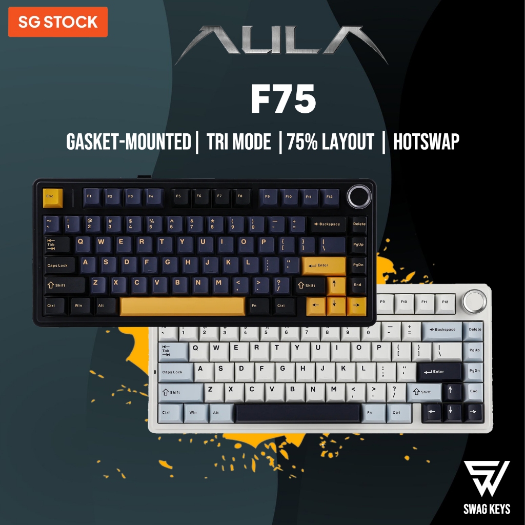 【SG】AULA F75 - Tri Mode Hotswap Wireless Gaming Keyboard | Gasket Mount Doubleshot PBT BT 2.4Ghz ...