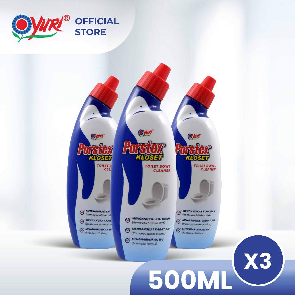 [Bundle of 3] Yuri Porstex Antibacterial Toilet Bowl Cleaner 500ml x3 ...