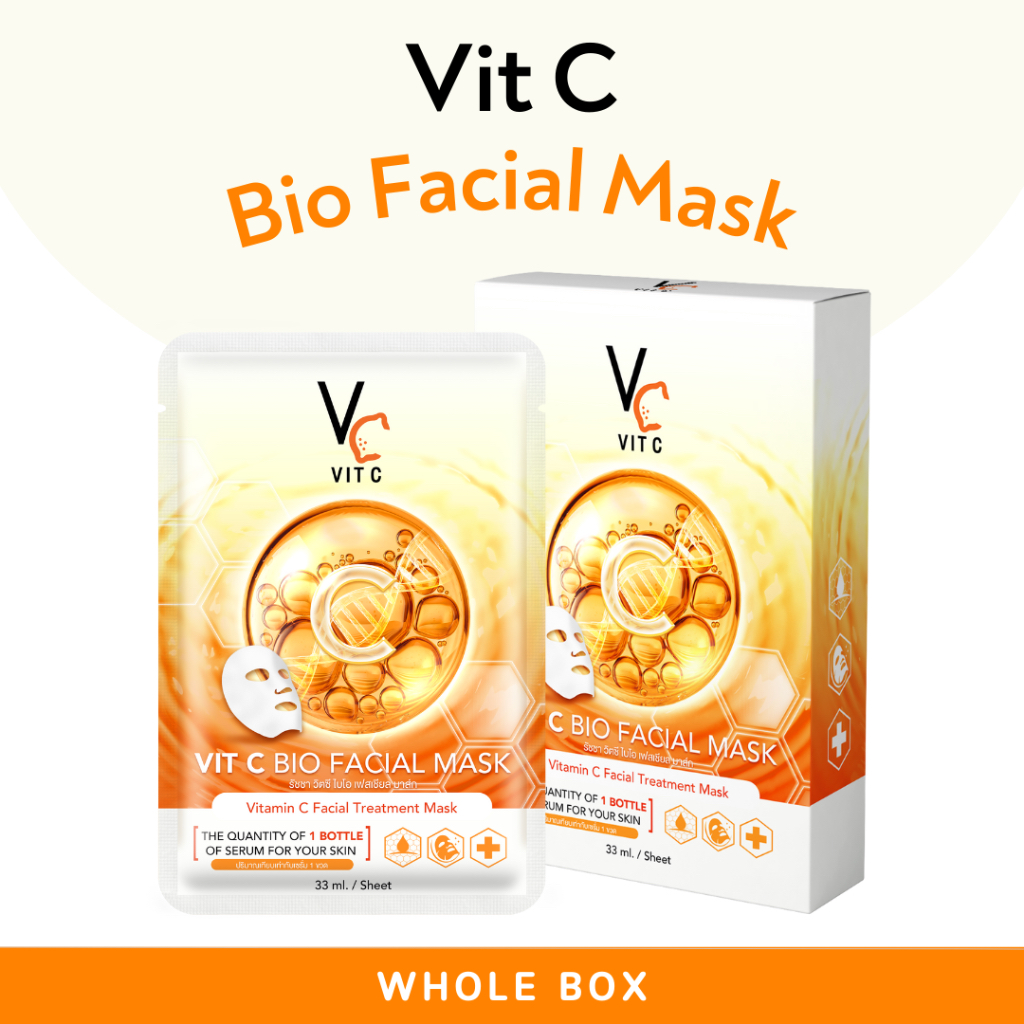 [SG Official ] Ratcha - Vit C Bio Facial Mask Qty: 3 Sheets - 1 Box(6 ...