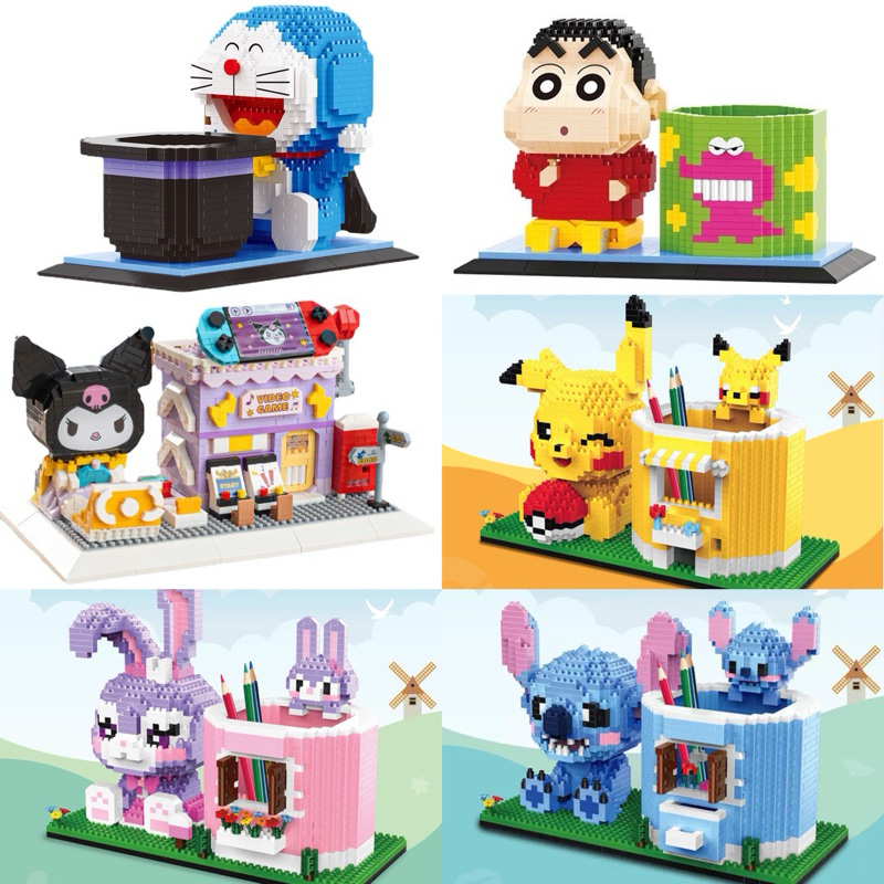 [SG] Pen Holder Nano Building Block Pencil Cinnamoroll Pikachu Doraemon ...