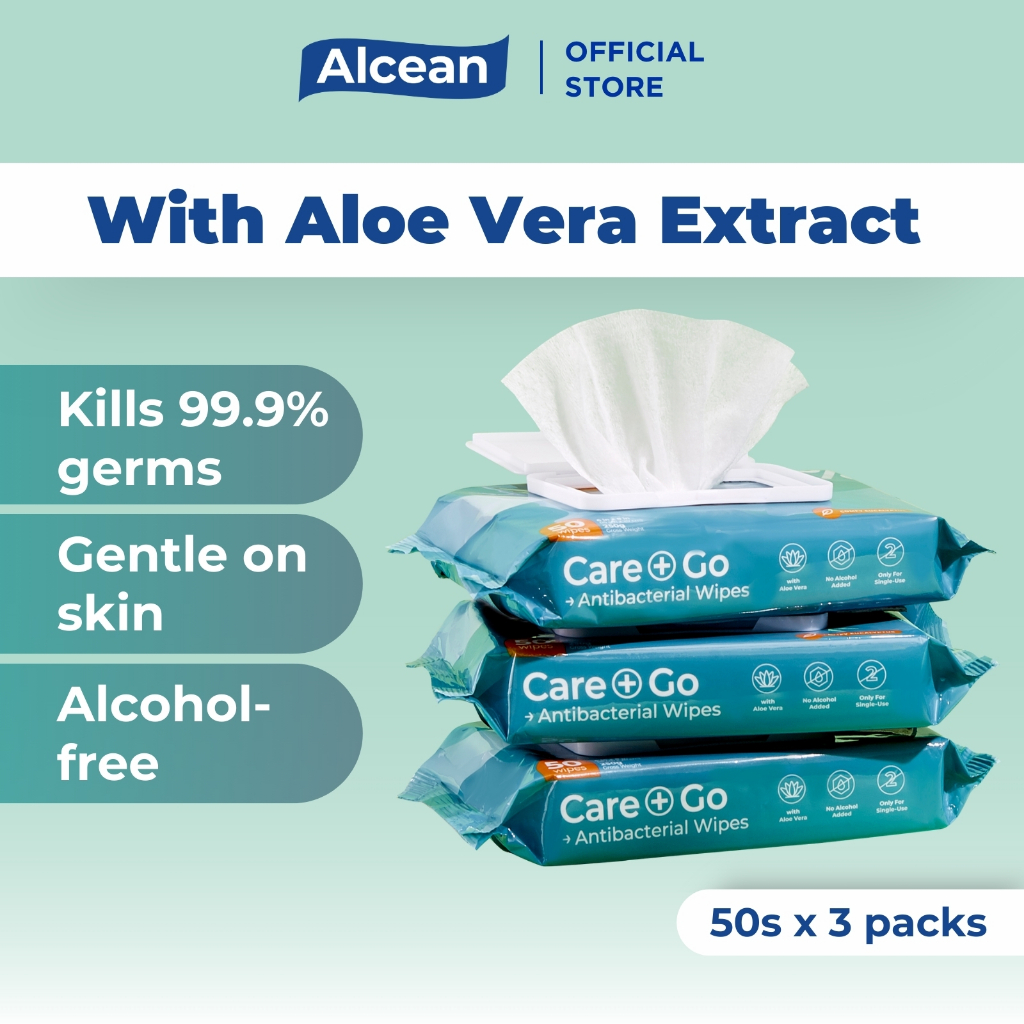 Alcean Antibacterial Wipes, 50 Wipes - 3 Packs | Shopee Singapore