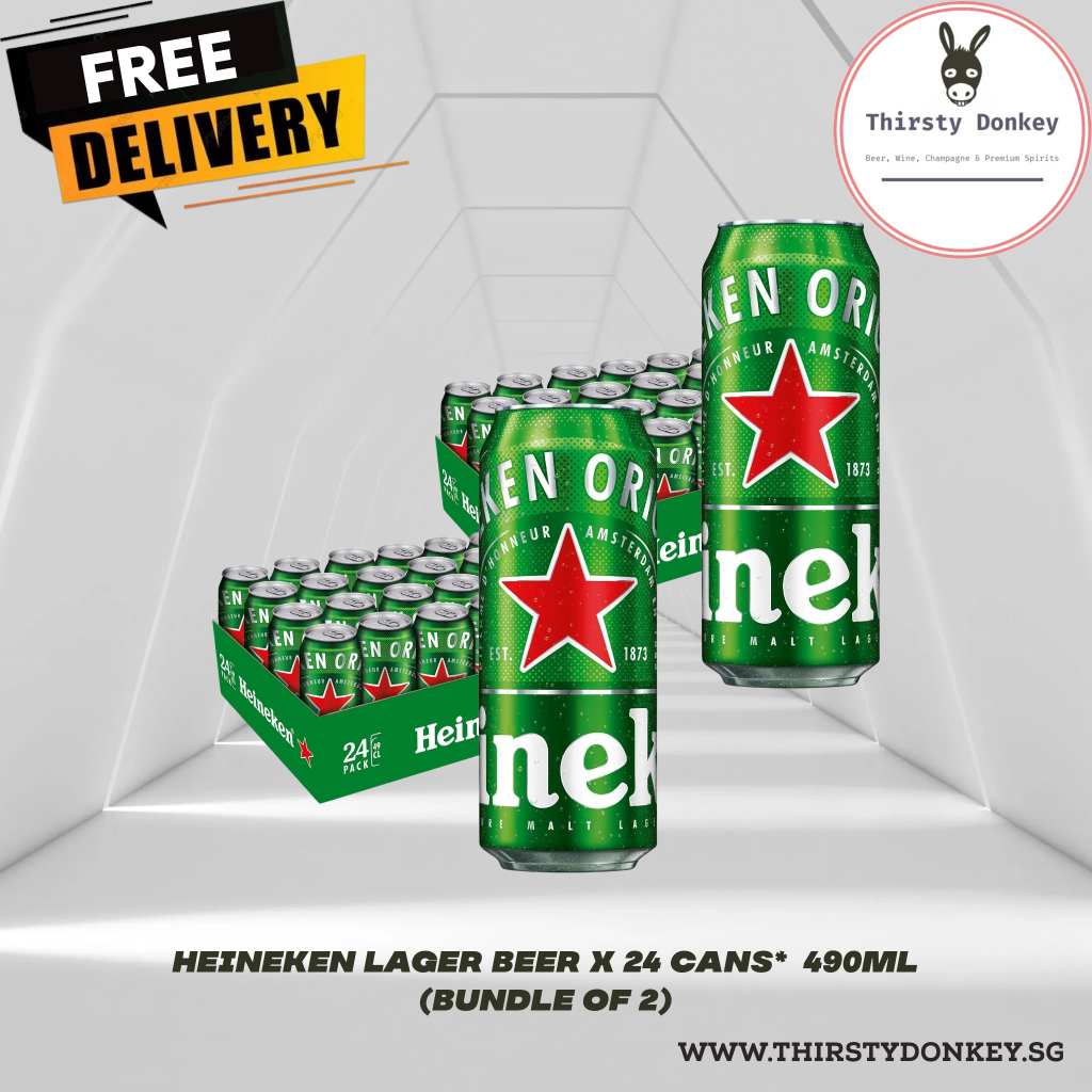 Heineken Lager Beer - 24 cans x 490ml (Bundle of 2) (BBD: 11/2025) | Shopee Singapore