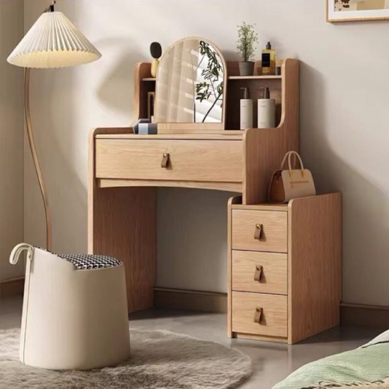 Nordic wood color dressing table modern telescopic dressing table ...