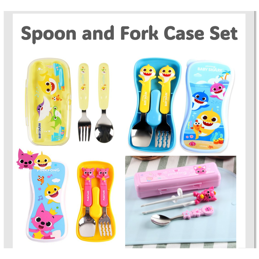 [PINKFONG] BABY SHARK Spoon and Fork Case Set | Shopee Singapore