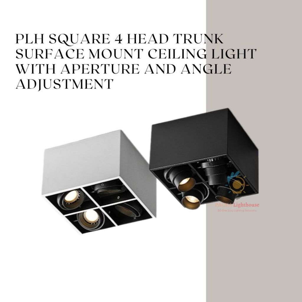 PLH Square 4 Head Trunk Surface Mount Ceiling Spotlight with Aperture ...