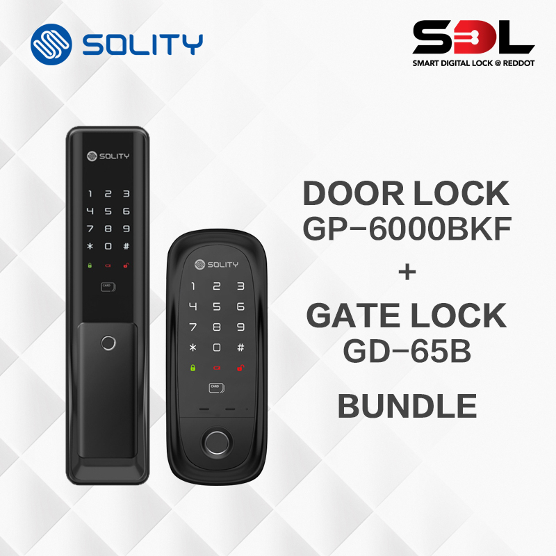 SOLITY GP-6000BKF Push Pull Door Lock + GD-65B Digital Gate Lock Bundle ...