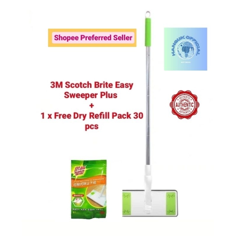 3M Scotch Brite Easy Sweeper Plus + 1 FREE dry refill pack 30pcs ...