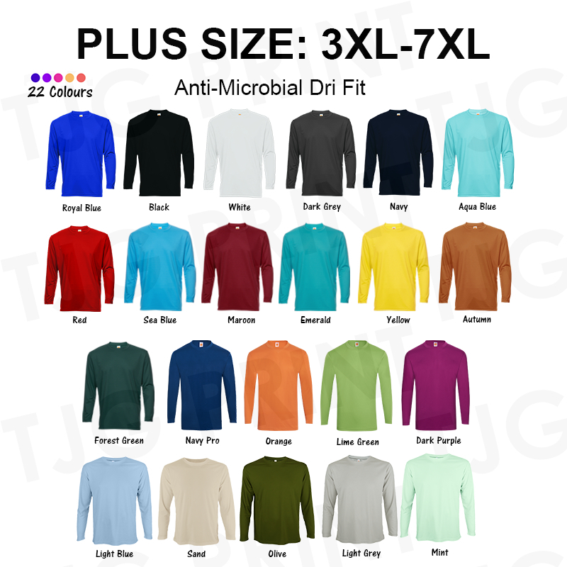 [PLUS SIZE] Eyelet Dri Fit Long Sleeve Microfibre T-Shirt & Printing ...