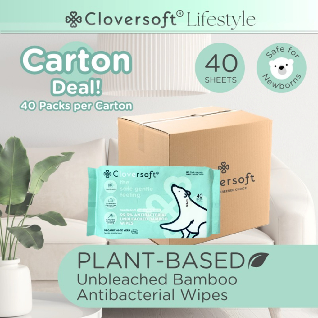 [Cloversoft Official] Carton Deal Unbleached Bamboo Wet Wipes [15|40 ...