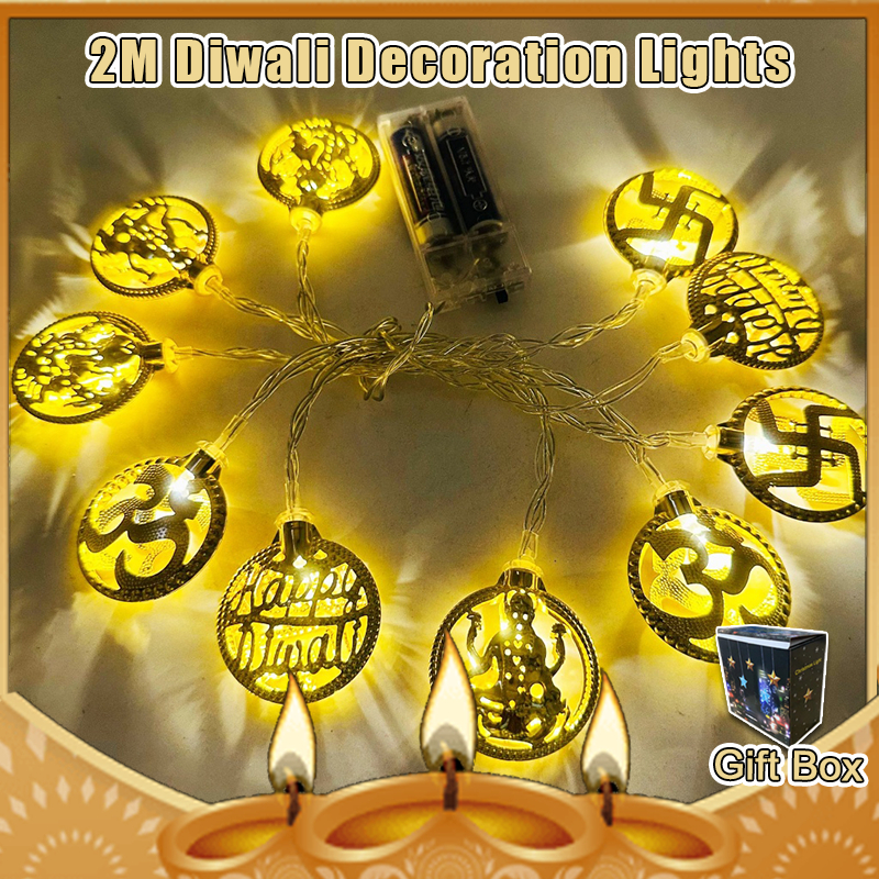 2M 10LED Deepavali Lights Ganesha Candle Battery Powered Fairy String ...