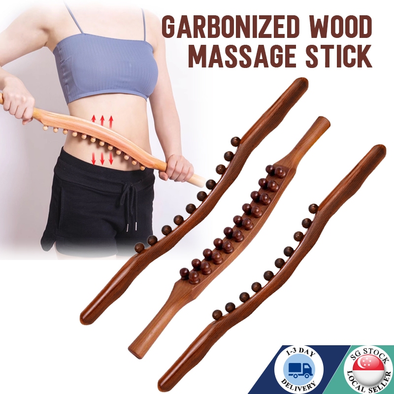【SG stock】Massage Stick Carbonized Beech WoodScraping +Massager GUA SHA ...