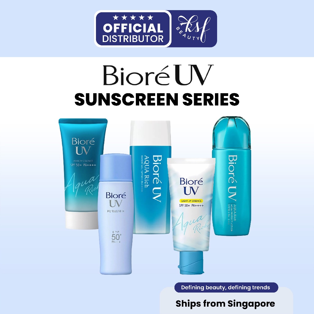 Biore Sunscreen Series | Watery Essence, Protect Lotion, Light Up Essence, UV Dry Perfect Milk ...
