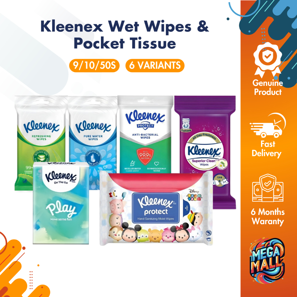Kleenex Wet Wipes & Pocket Tissue 9s/10s - Soft, Gentle, On-The-Go ...