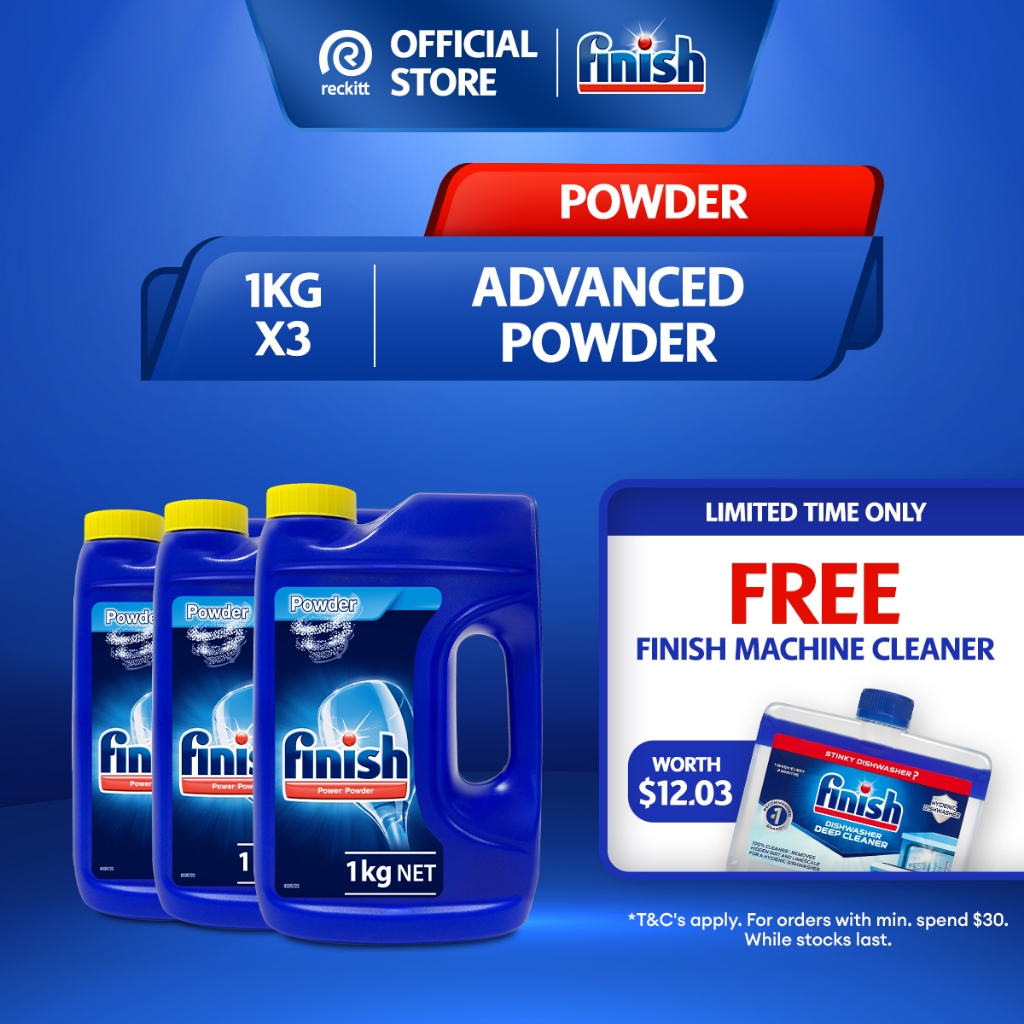 Finish Dishwasher Detergent Power Powder 1kg Bundle of 3 | Shopee Singapore